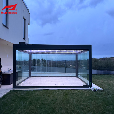 Electric Aluminum Alloy Pavilion Installed On The Roof Of Courtyard ...